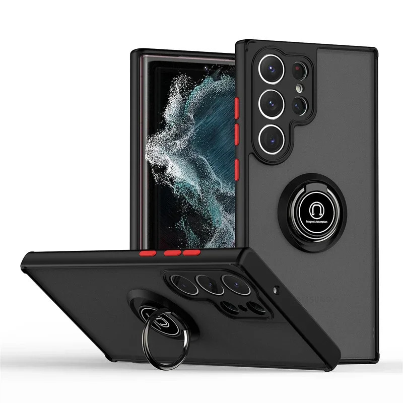 Luxo Fosco Pele Amigável Anel Magnético Titular Caso De Telefone Para Samsung Galaxy S25 Ultra ...