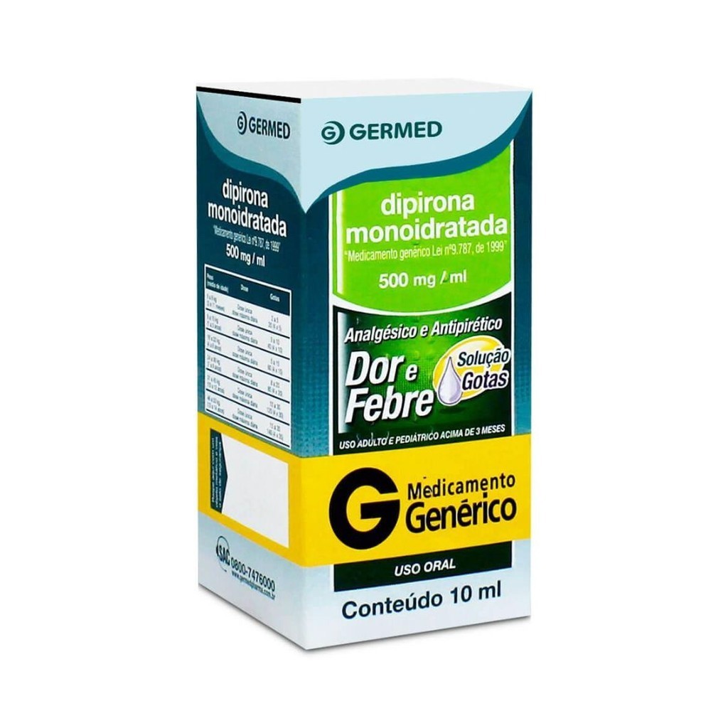 Dipirona Monoidratada Gotas Genérico Germed 500mg 10ml | Shopee Brasil