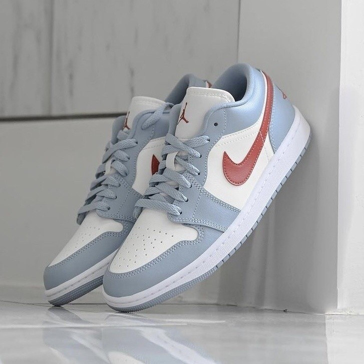 Nova Promoção Air Jordan 1 Baixo Azul Cinza Duna Vermelho Branco ...