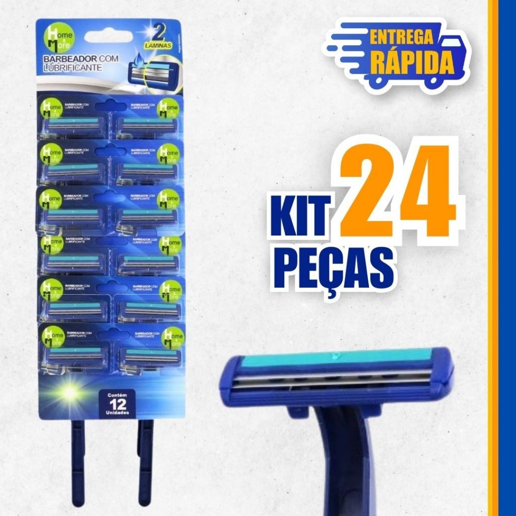 24 Unidades Prestobarba Aparelho de Barbear 2 Lâminas Com Fita ...