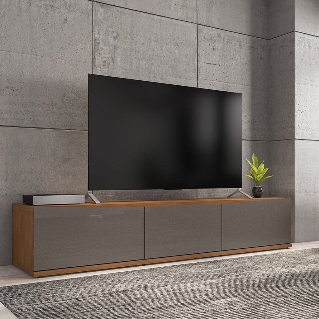 Rack Para TV até 60 Polegadas 180cm 2 Portas 1 Gaveta Eros Cinza Perola/Cedro | Shopee Brasil