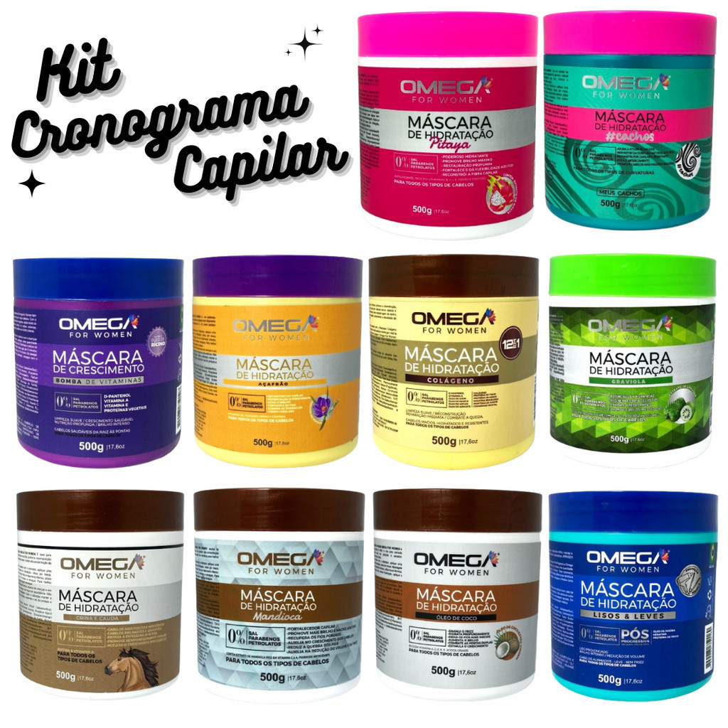 Kit com 3 Máscaras para CRONOGRAMA CAPILAR Intensivo Profissional 500G ...