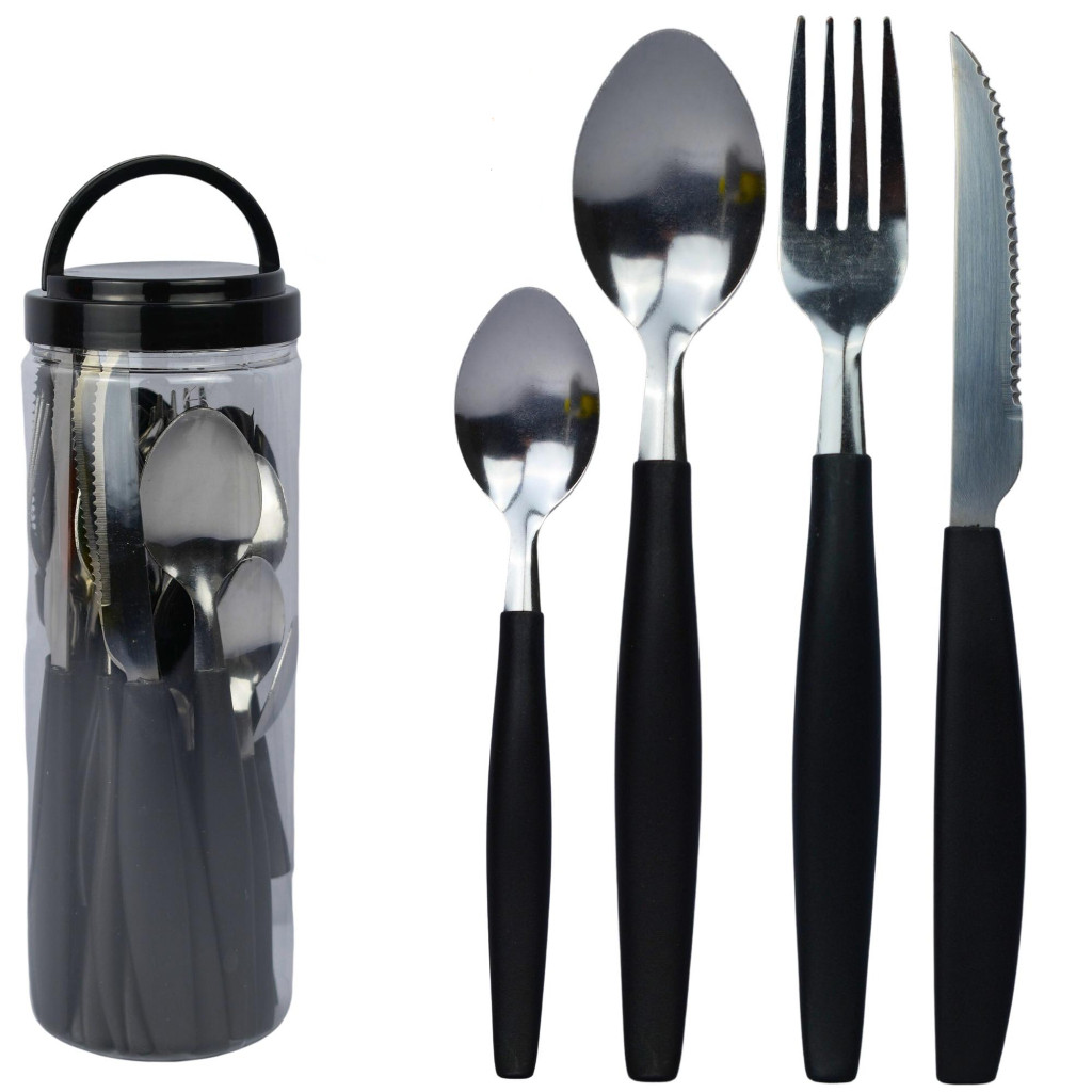 Kit Completo de Talheres em Aço Inox - 24 Peças para Refeições ...