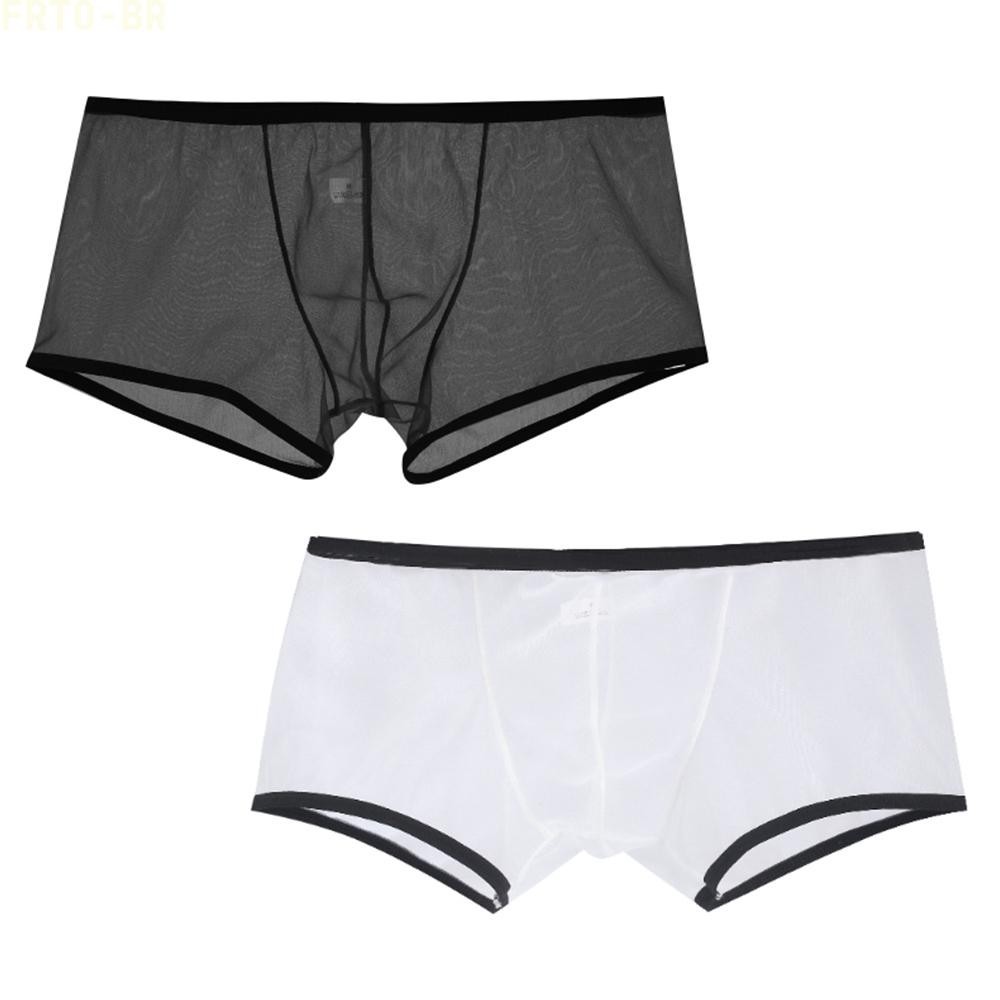 Men's Sexy Sheer Mesh Boxer Briefs Shorts Underwear Low Rise ...