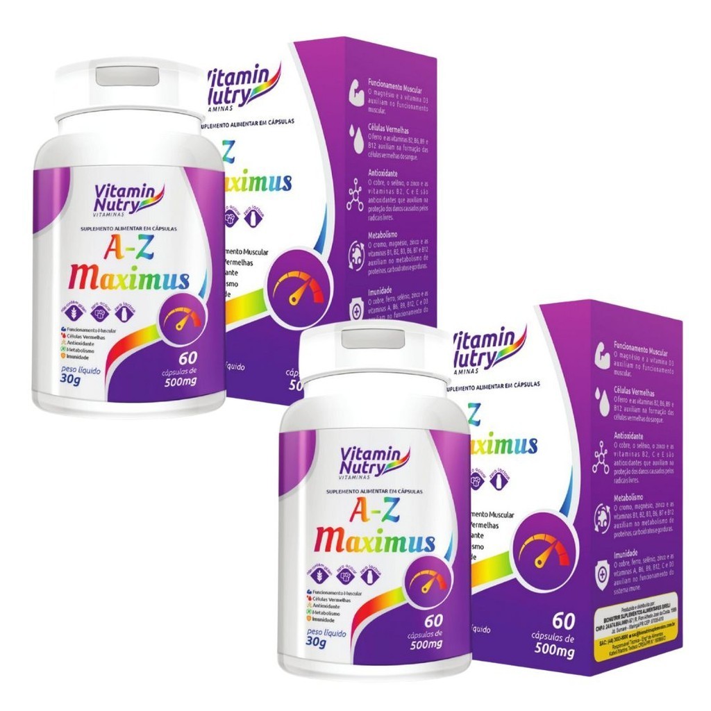 Kit 2 Multivitamínico Maximus 60 Cápsulas Vitamin Nutry | Shopee Brasil