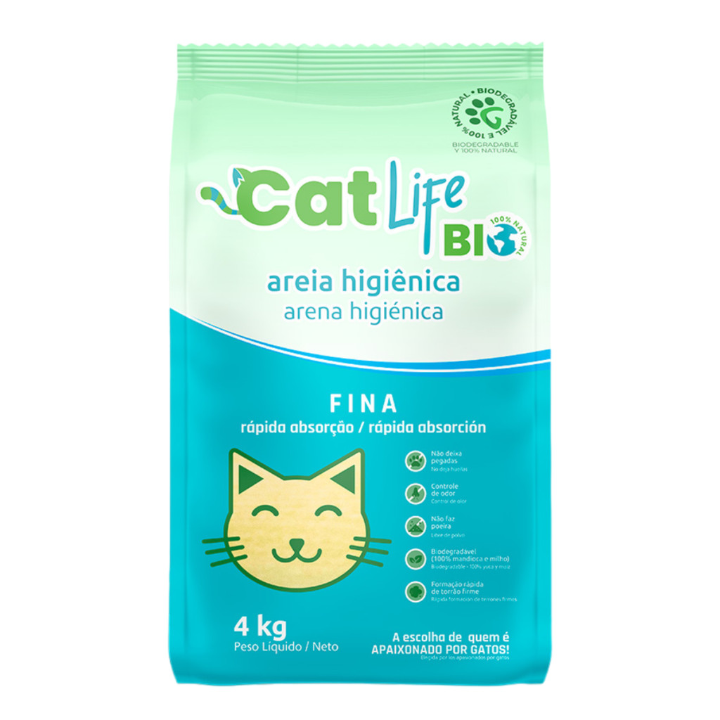 Areia Higiênica Cat Life Bio Grãos Finos para Gatos 4 kg | Shopee Brasil
