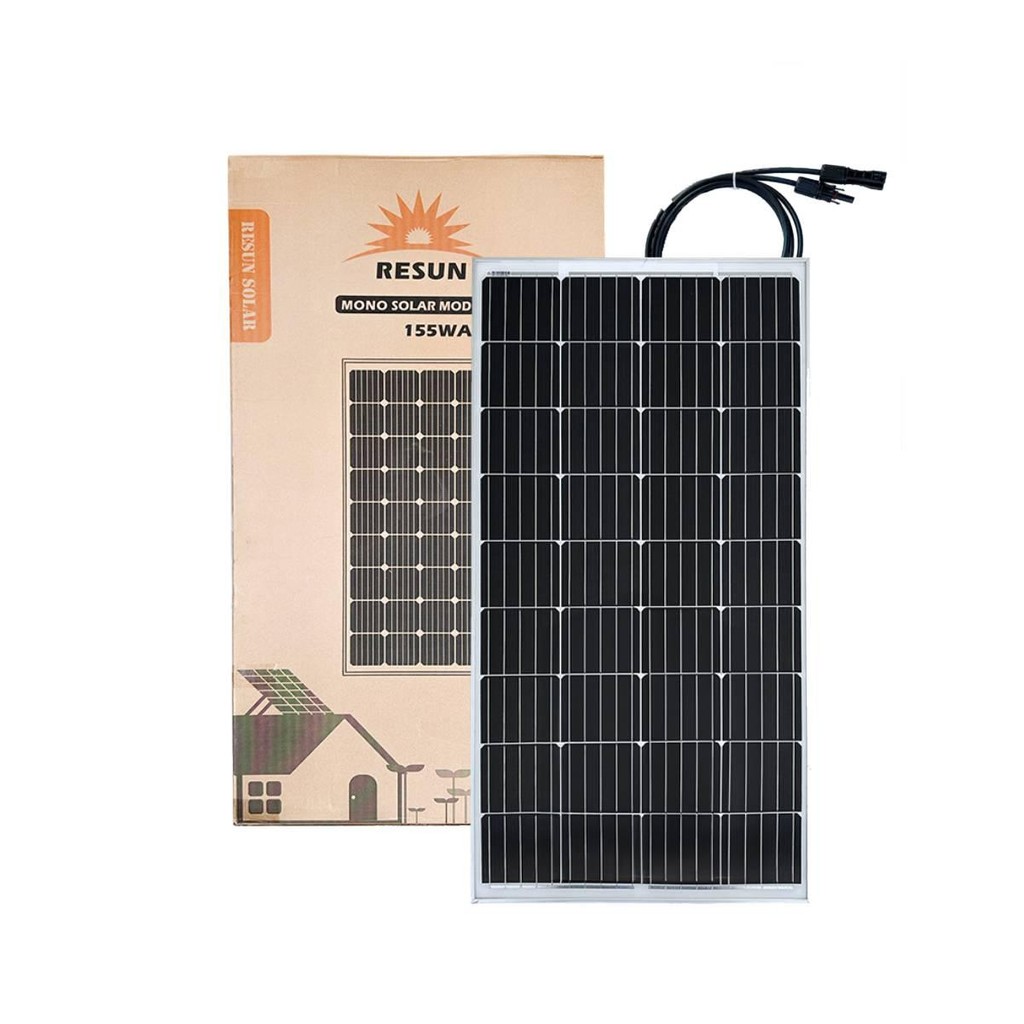 Módulo Painel Solar 155W 150W 36 Células Monocristalino 24V Resun RS6E-155M | Shopee Brasil
