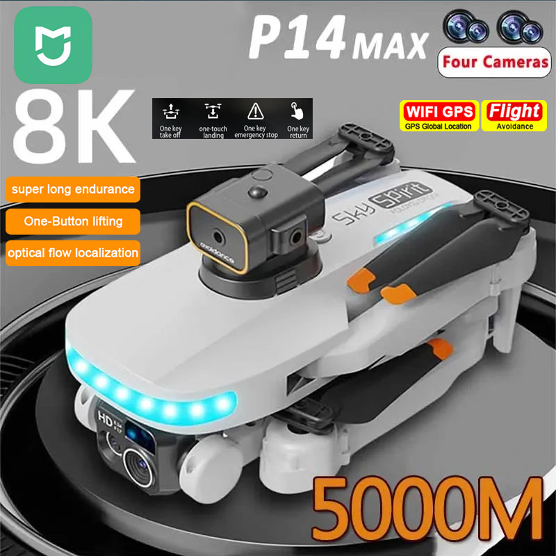 MIJIA P14 Max Drone 8K 5G GPS Sem Escova Obstáculo UAV Receptor HD Fotografia Aéria 4câmera ...