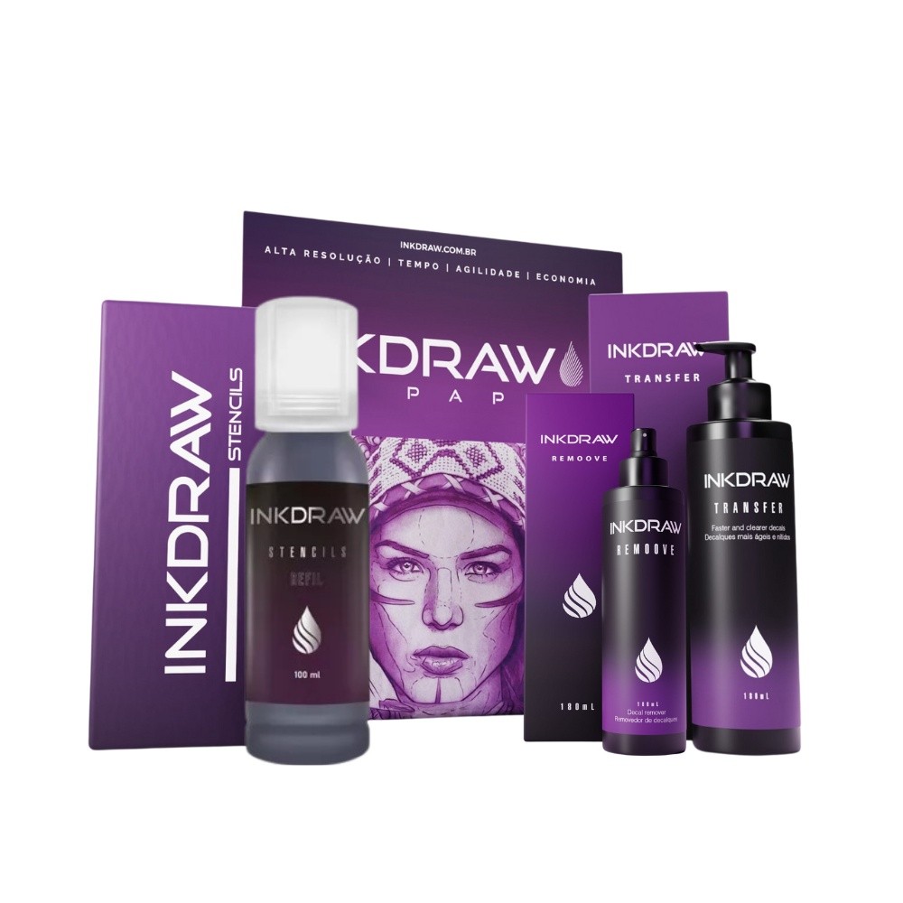 Kit Inkdraw Stencils + Paper + Remoove + Transfer Tattoo | Shopee Brasil