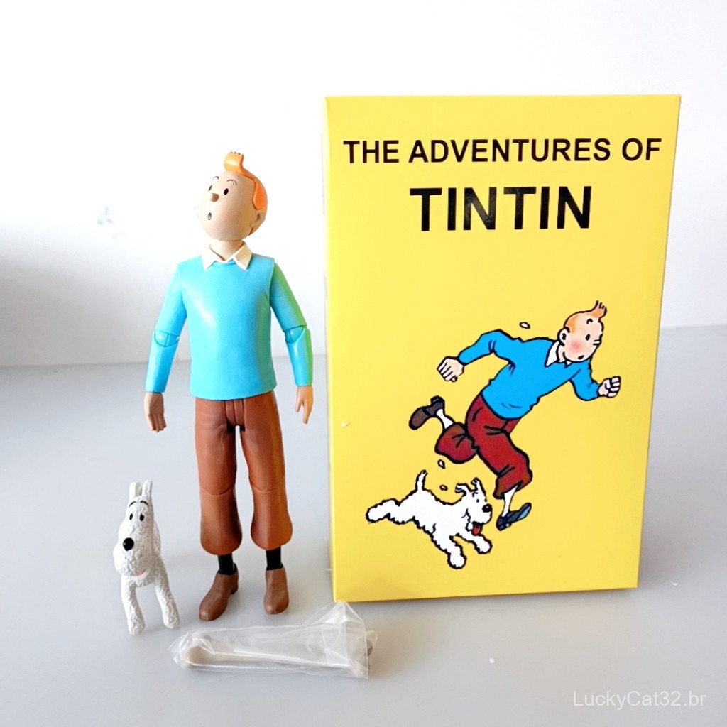 18cm Anime Cartoon Tintin Dupont PVC Aventura Ação Personagem Clássico ...