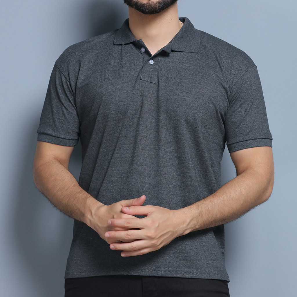 Camisa Gola Polo Masculina Camiseta Uniforme, lisa Cor Cinza ...