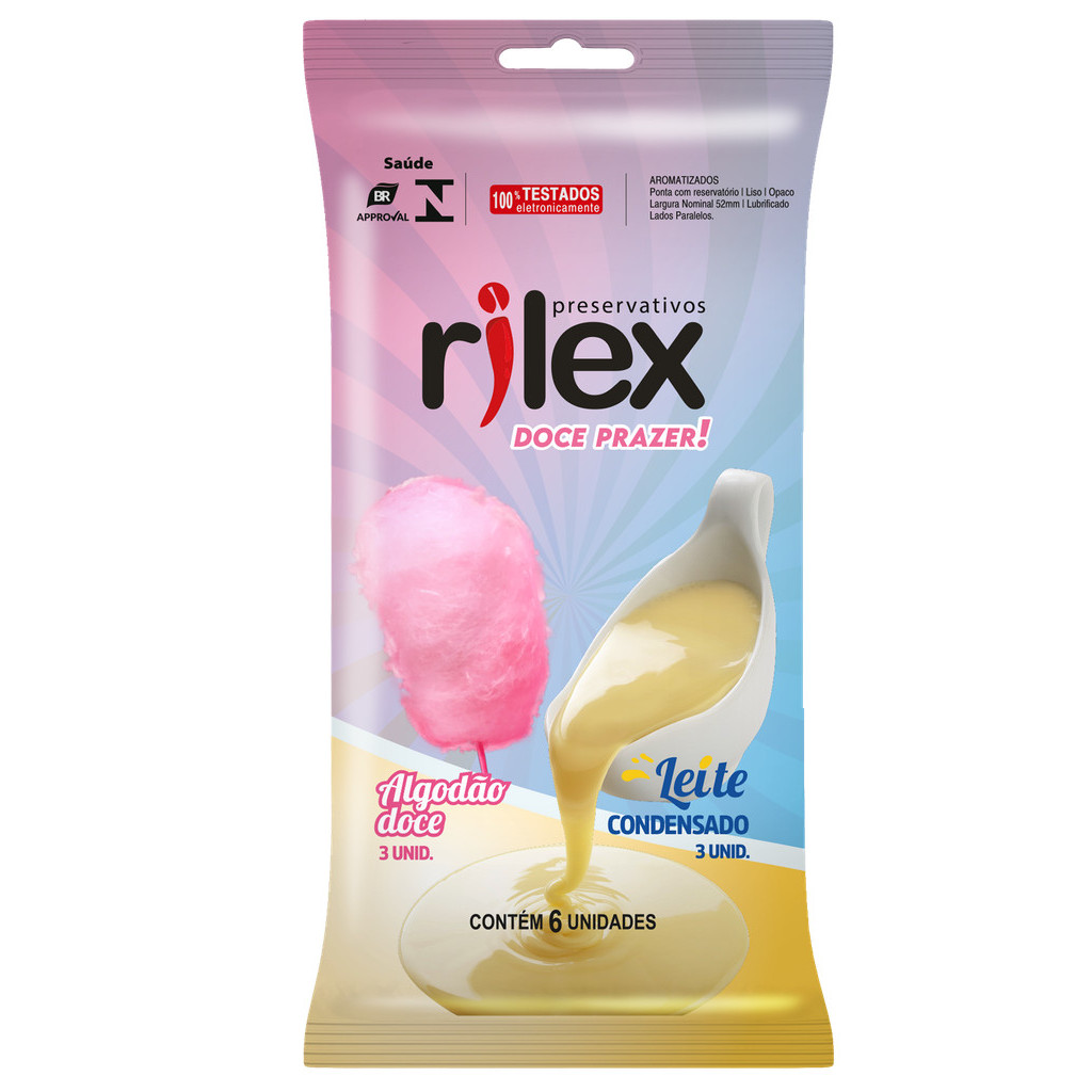 Preservativo Camisinha Rilex Sabor Leite Condensado / Algodão doce 6 ...