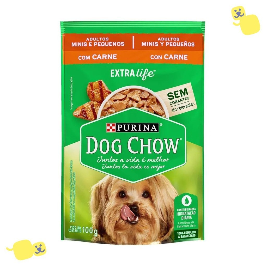 15 Sachês Alimento Úmido Dog Chow Adulto Mini Peq Carne 100g | Shopee ...