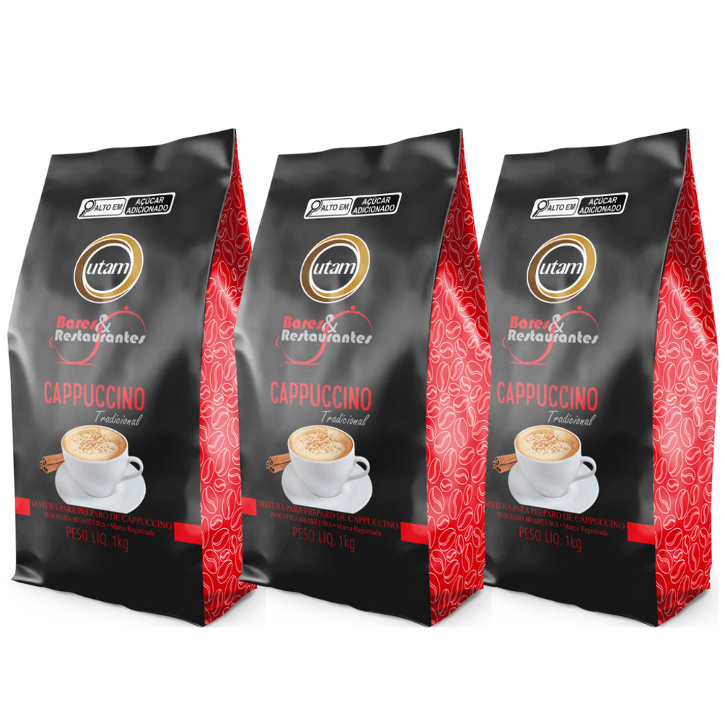 Cappuccino Utam Tradicional 3 Pacotes de 1 kg | Shopee Brasil