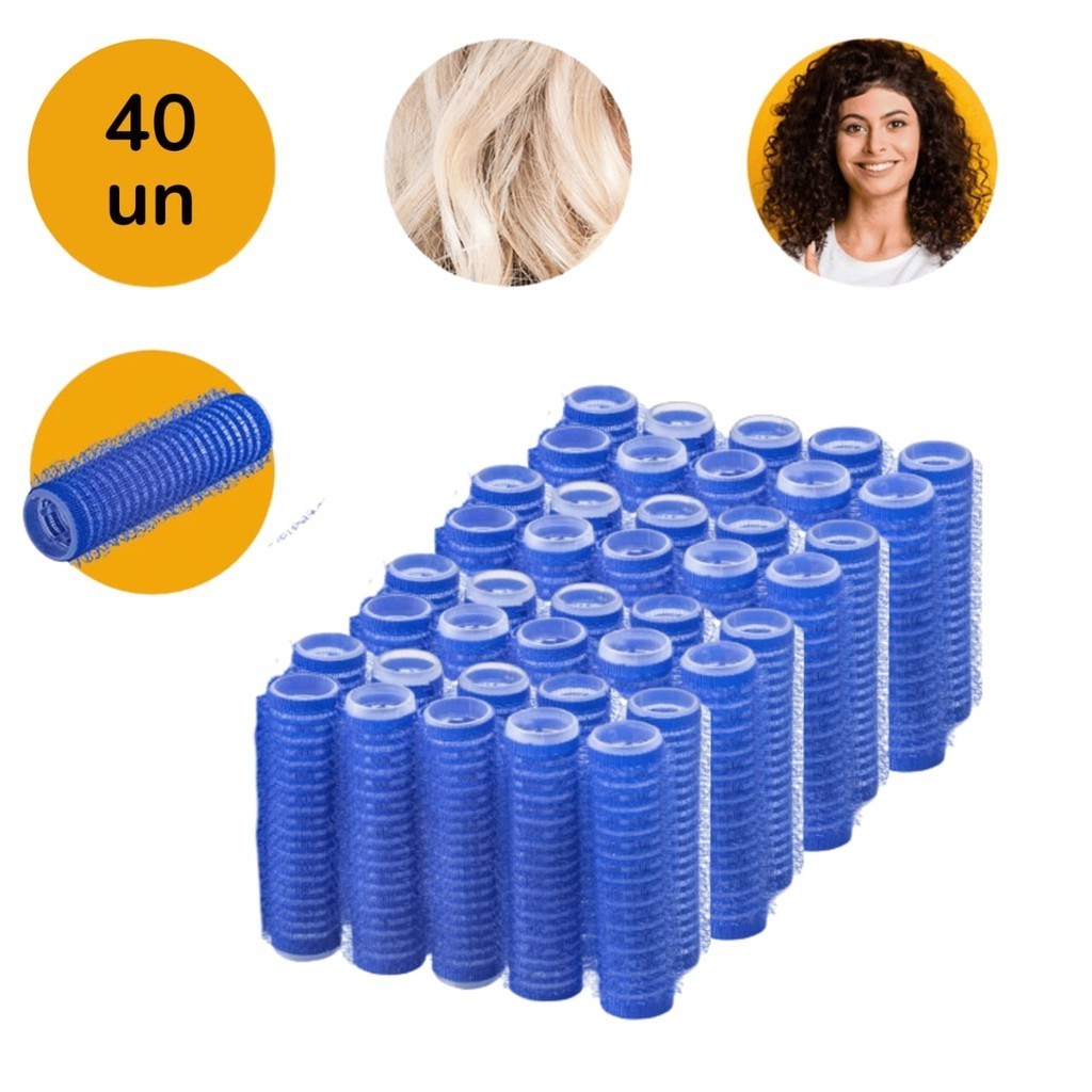 Kit 40 Bobs Autoaderente Para Cabelo Formador de Cachos 16mm Salão de ...