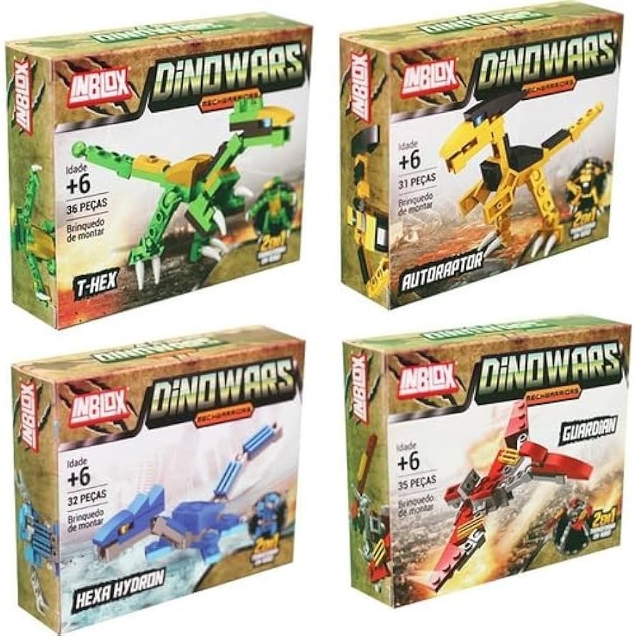 Dinossauro de Montar Inblox Dinowars 36 peças 4 modelos 3288 | Shopee ...