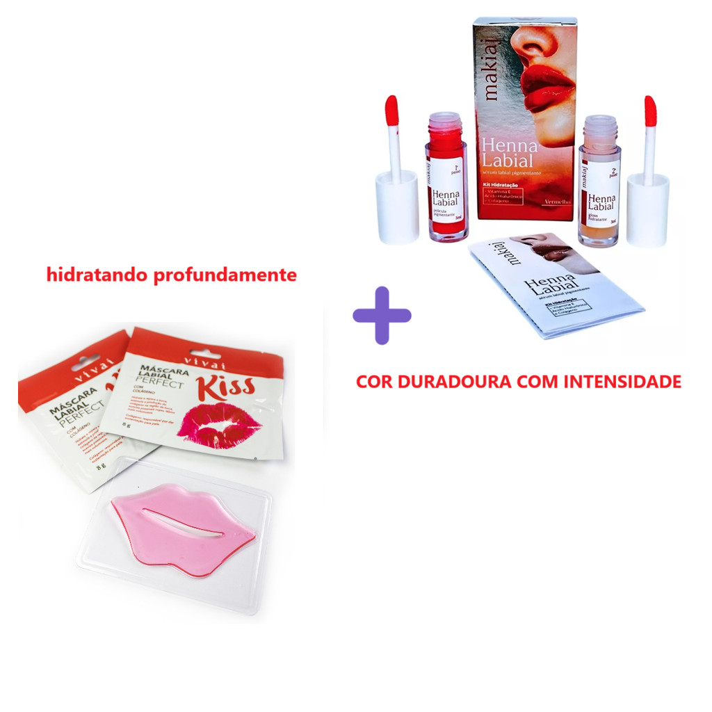 Kit Henna labial pigmentante Vermelha E Rosa Makiaj E Mascaras ...