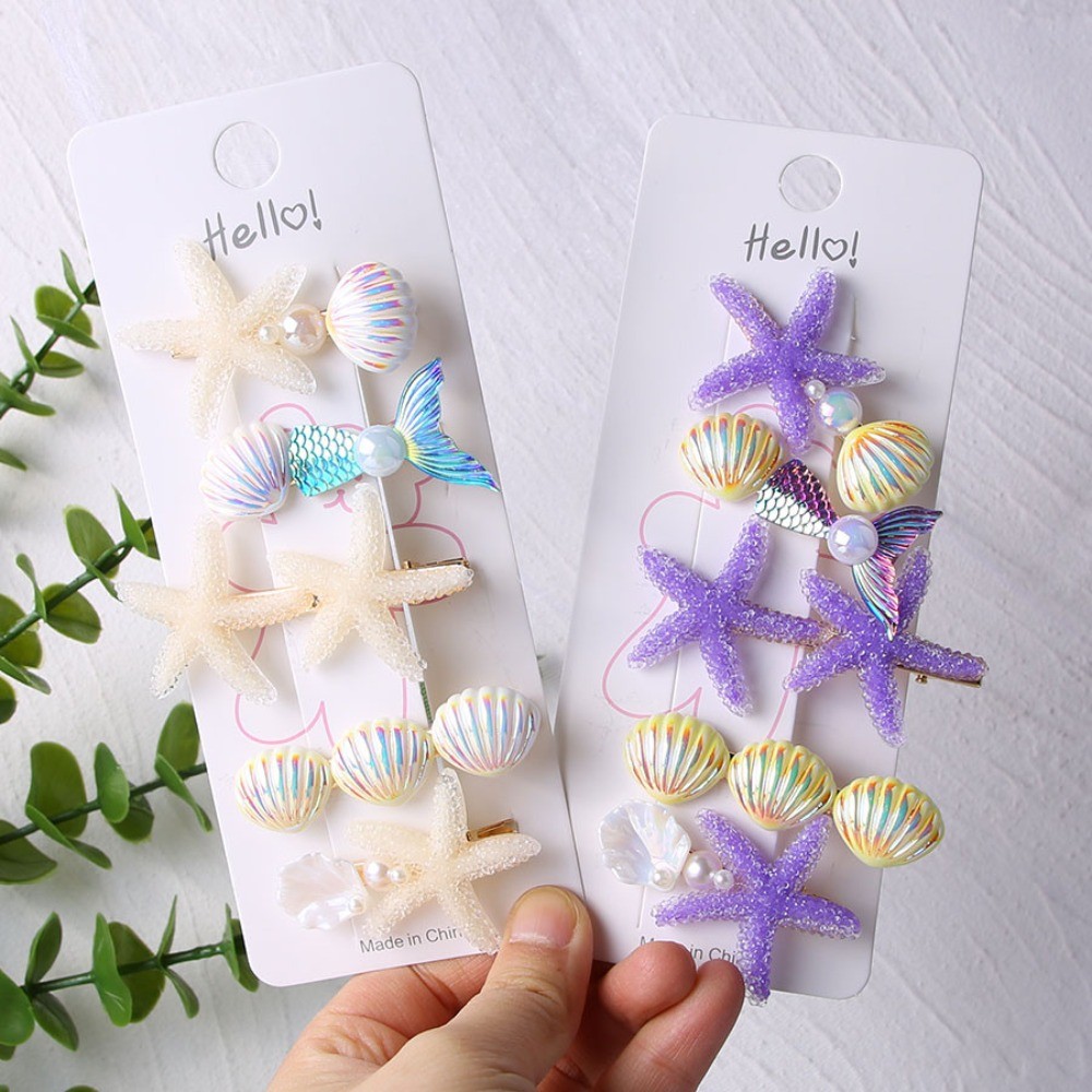 1 Conjunto De Grampo De Cabelo Oceano Estrela Do Mar Bonito Doce Cor ...