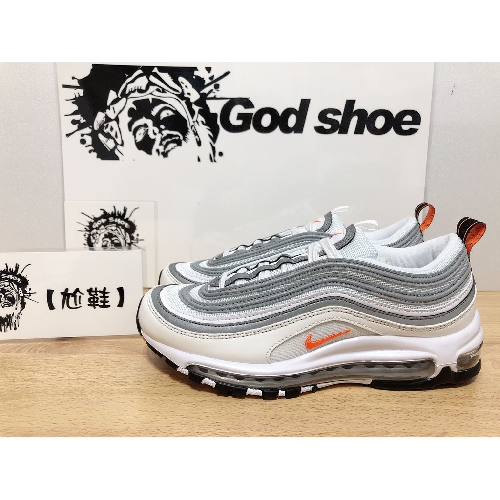 NIKE AIR MAX 97 branco laranja cinza prata gancho bala 3M travesseiro ...