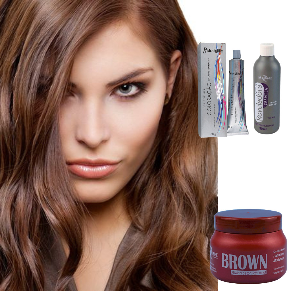 Tinta Cabelo 7.7 Loiro Médio Marrom +Ox20+ Matiz Brown 250g | Shopee Brasil