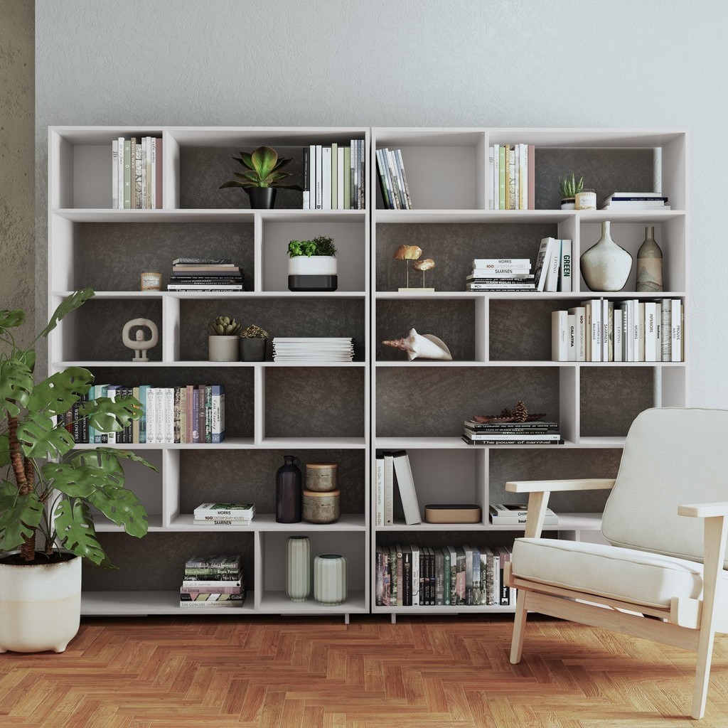 Kit 2 Estantes para Livros Euforia Yescasa Branco em Mdp | Shopee Brasil