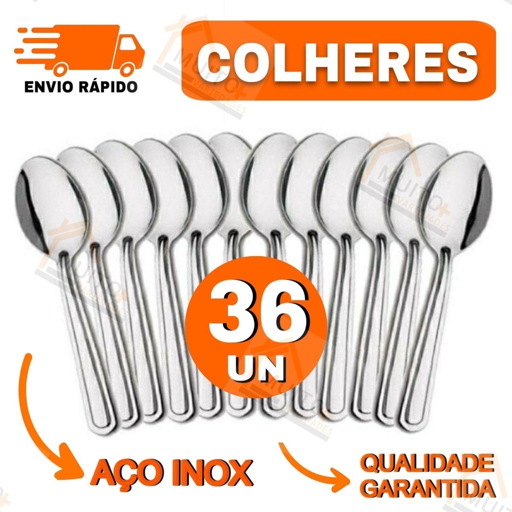 Jogo de Talheres 36 Colheres de Mesa Restaurante Cozinha Talher Jantar ...