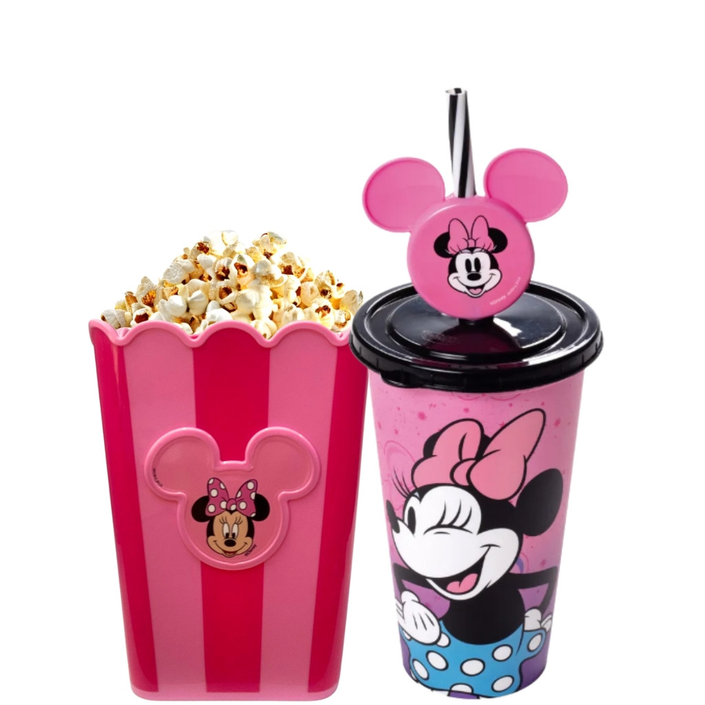 Kit Pipoca Cinema Minnie Balde Pipoca + Copo Refrigerante Suco Água ...