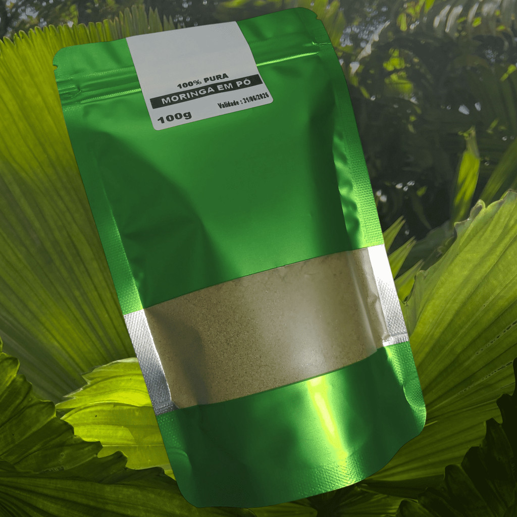 Moringa Em Pó 100% PURA Natural Para Chá e Bebidas Alimentos Com 100g ...