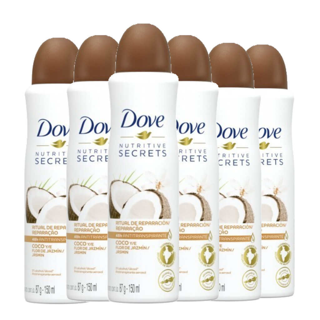 Kit 6 Desodorantes Dove Aerosol Antitranspirante Spray Coco 150ml ...