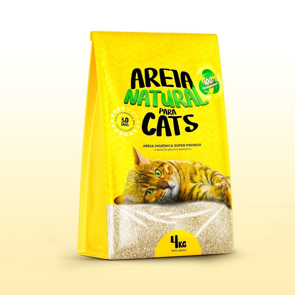 Areia Sanitária Higiênica Biodegradável Para Gatos Milho E Mandioca 4 ...