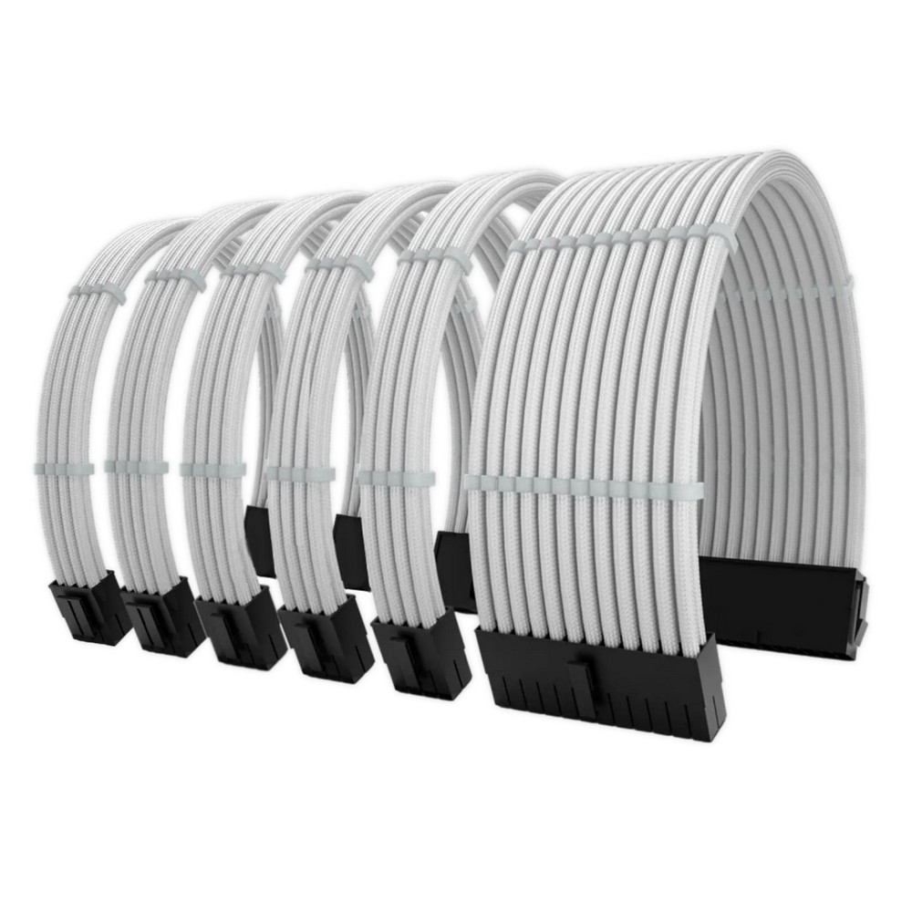 KIT 6 CABO SLEEVED BRANCO EXTENSOR FONTE 1-ATX 2-CPU 3-GPU | Shopee Brasil