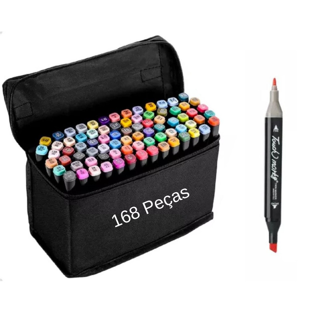 Kit 168 Canetas Marcadores Com Ponta Dupla Numeração De Cores Pintura ...