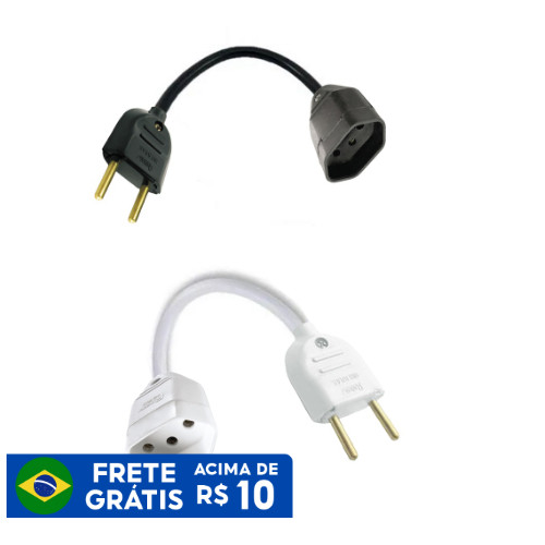 Cabo Cordão Prolongador Mini 25cm 10a/20a 2p/2p+t | Shopee Brasil