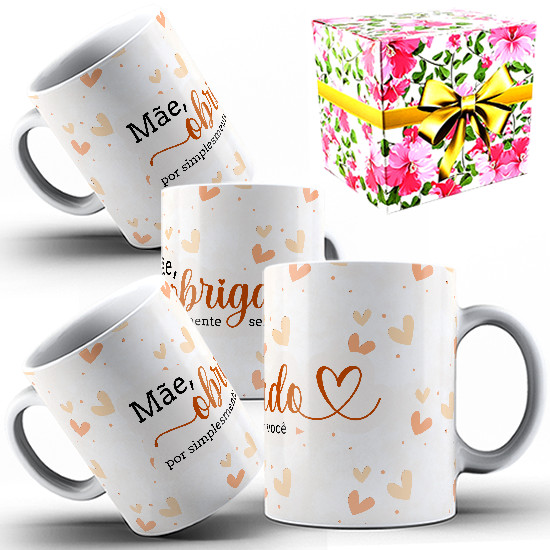 Caneca Mãe Obrigado Por Simplesmente Ser Você e Caixinha | Shopee Brasil