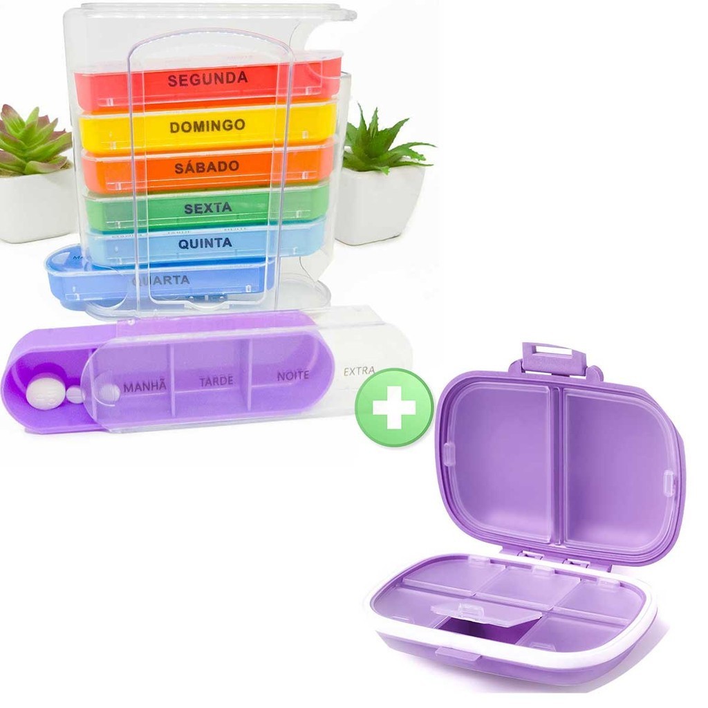 Kit Porta Comprimidos Cápsulas Remédio Divisória Bolsa Leve Portátil ...