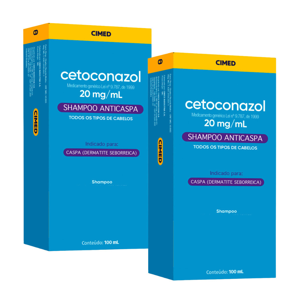Kit com 2 Shampoo Anticaspa Cetoconazol de 100ml Cimed | Shopee Brasil