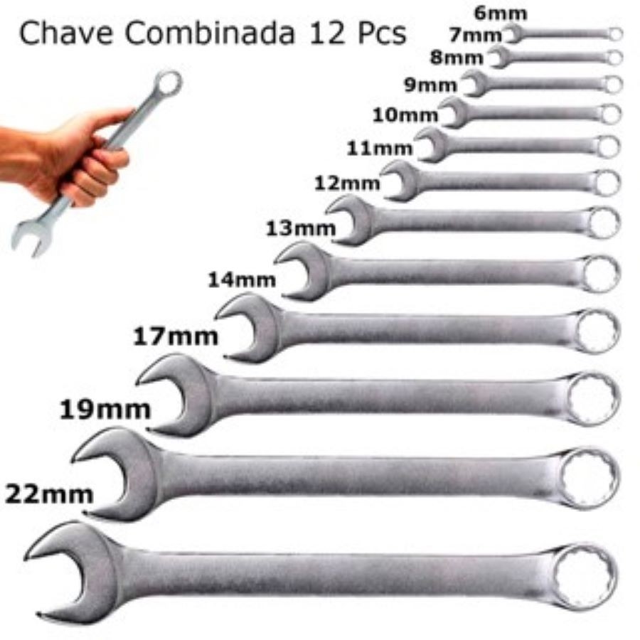 Kit Jogo Chave Combinada Em Aço Carbono Boca Estrela 6 A 22 -12PC ...