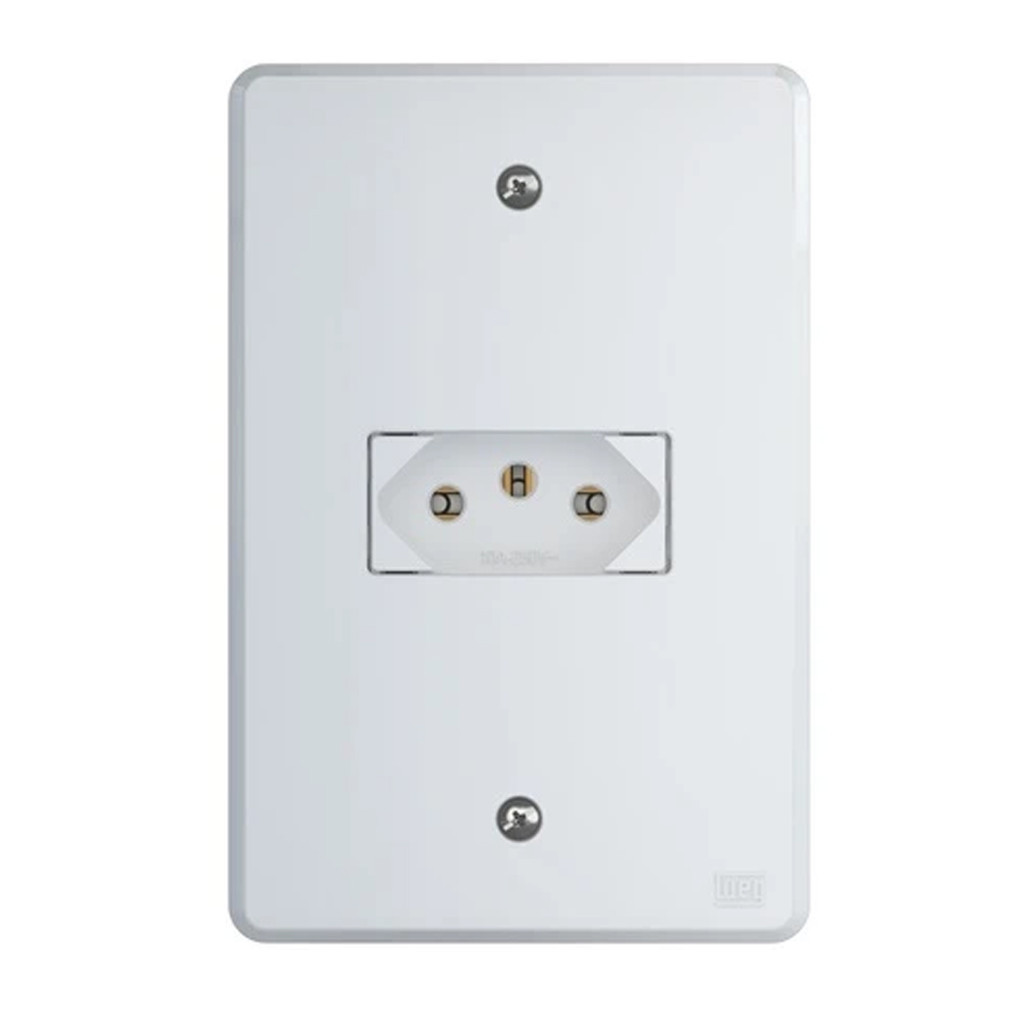 Tomada 10A 250V 2P+T Placa 4X2 Branco Plástico Klin Weg | Shopee Brasil