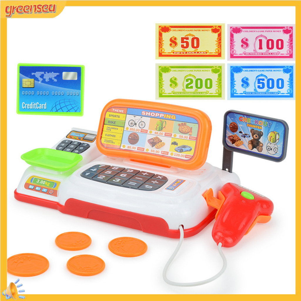 Pretend Play Cash Register Toy with Scanner Set Sound and Light Effects ...