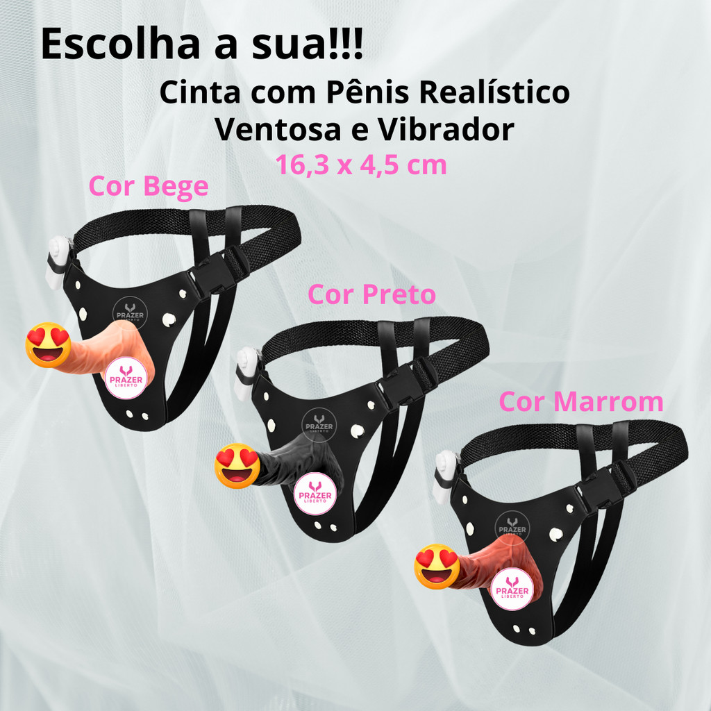 Cinta Peniana Com Pinto de Borracha Vibrador Ventosa Realístico Pênis Dildo Rola Consolo Casal ...