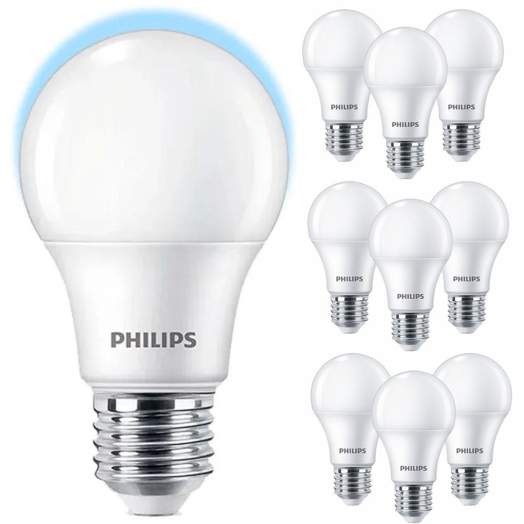 Kit 10 Lâmpada Led Philips Bulbo 9w Equivale 60w Branco Frio Luz Branca ...