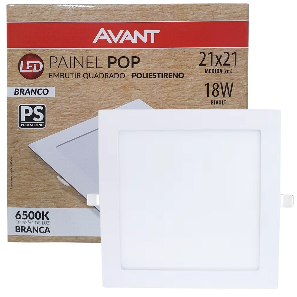 Luminária Plafon Led Pop Avant 18w Bivolt Bco 6500k Quadrada | Shopee ...