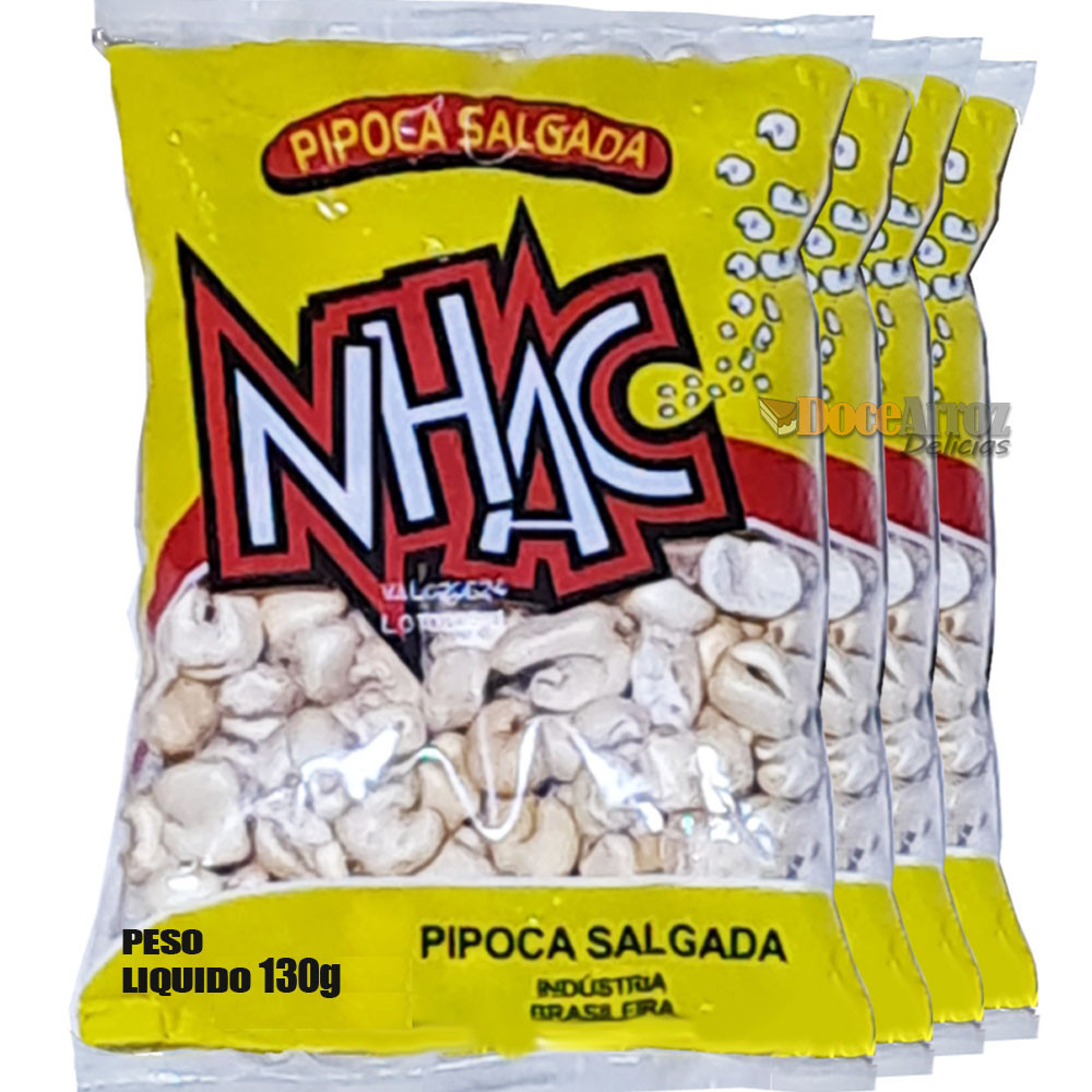 Pipoca Nhac Salgada 130gr - 4 Pacotes com 130gr Cada | Shopee Brasil