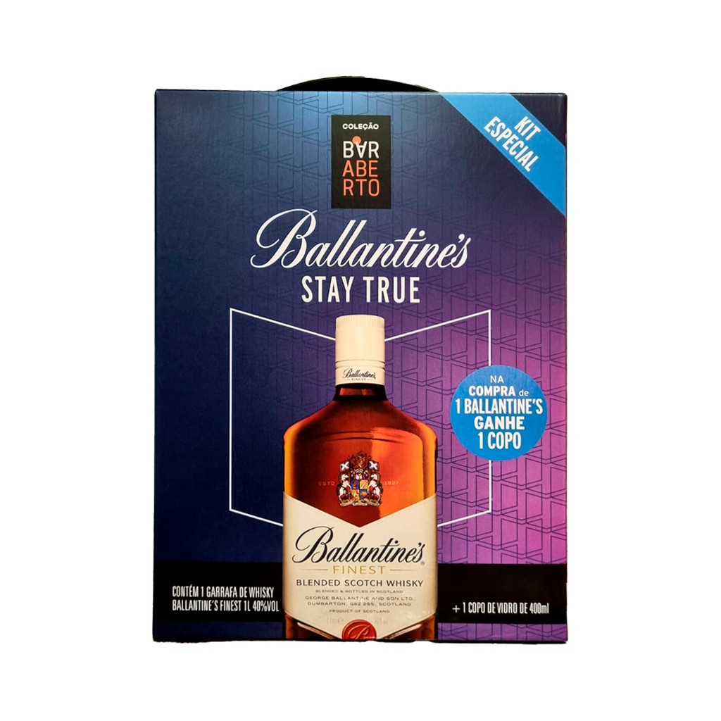 Kit Whisky Ballantines Finest 1l com Copo | Shopee Brasil