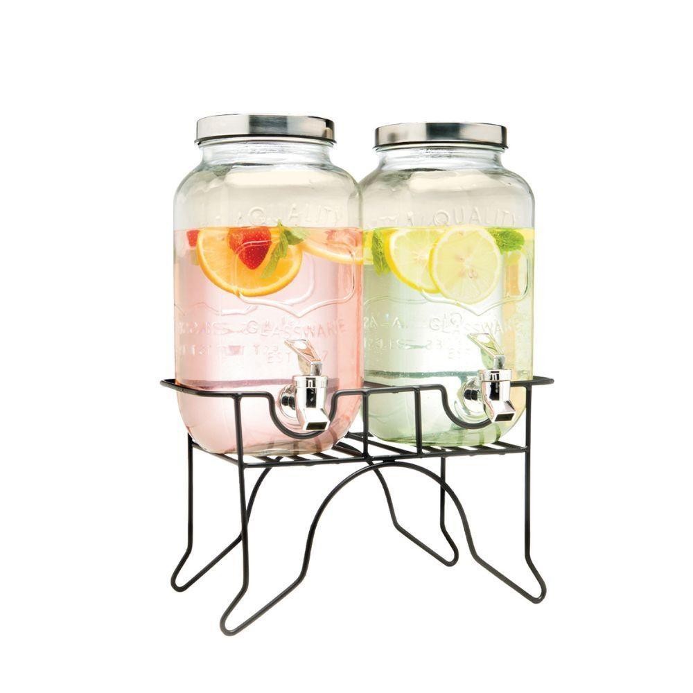 SUQUEIRA DUPLA VIDRO 7 LITROS COM SUPORTE KIT 2 DISPENSER JARRA BEBIDAS ...