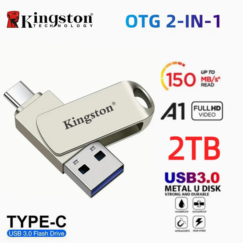 Unidades Flash USB Kingston 3.0 2 Em 1 OTG 1 Tb 2 Metal U Disk Tipo-C ...