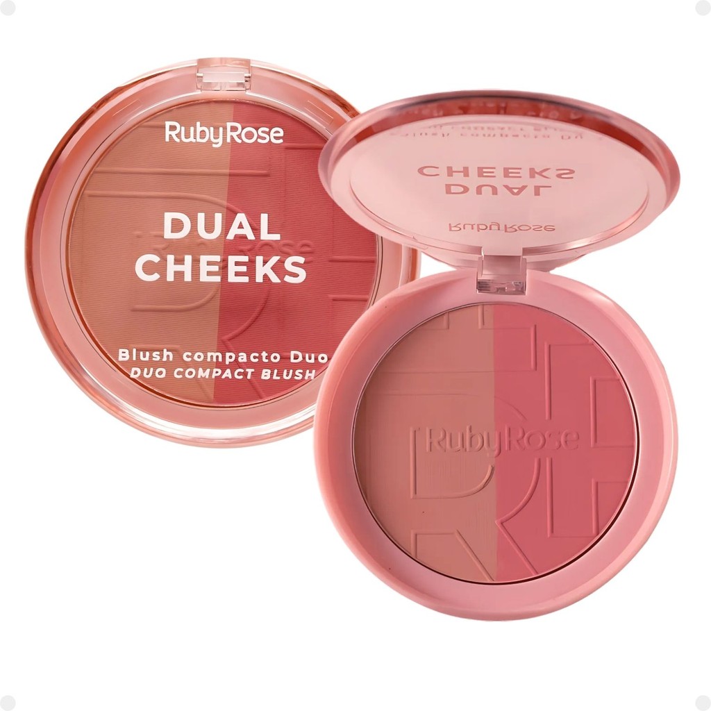DUAL CHEEKS BLUSH COMPACTO CHAMPAGNE/PEACH HBM03-1 RUBYROSE | Shopee Brasil