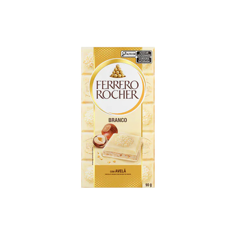 BARRA DE CHOCOLATE FERRERO ROCHER BRANCO 90G | Shopee Brasil