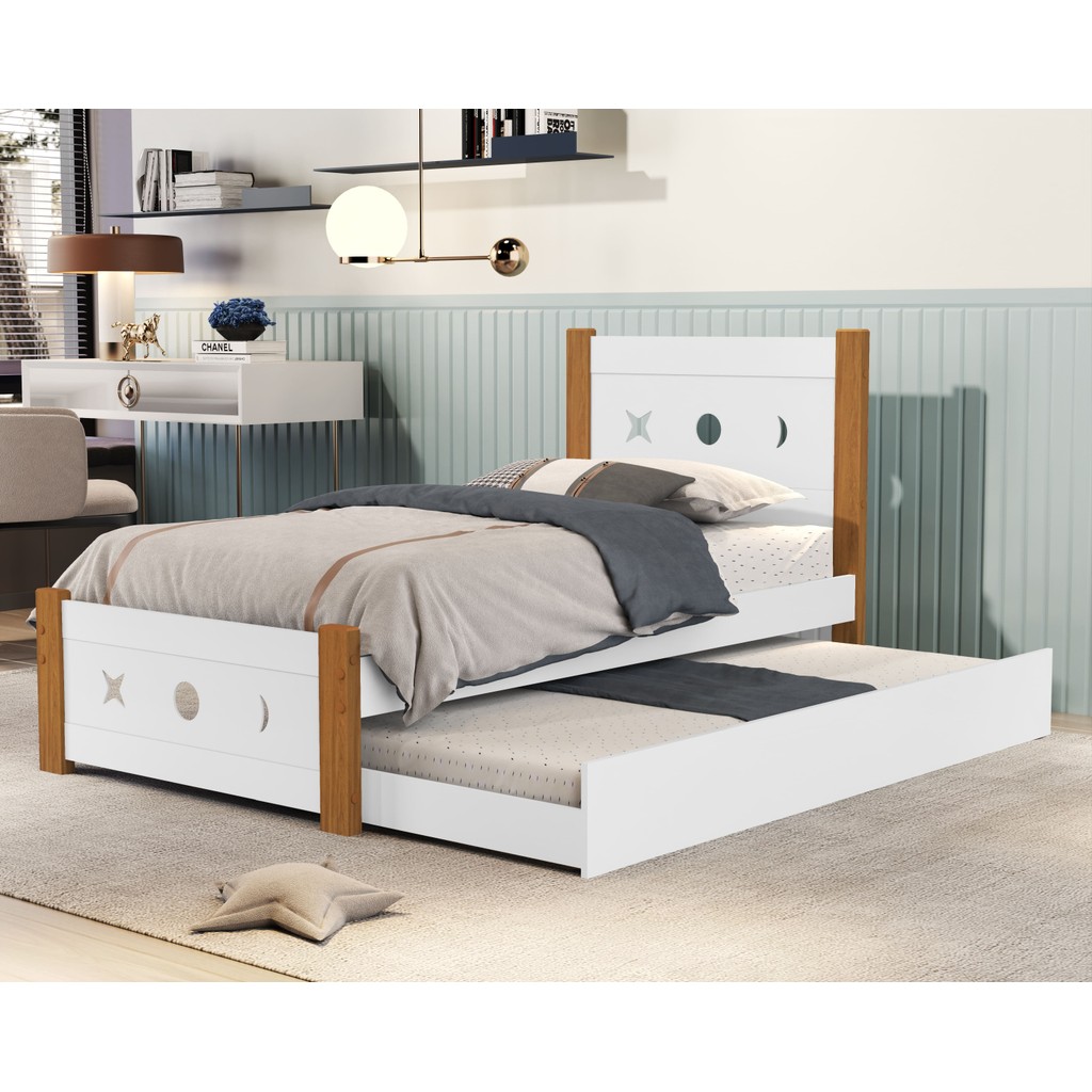 Cama Solteiro Com Auxiliar Sol Lua Em 100% MDF Bicama - LJ | Shopee Brasil