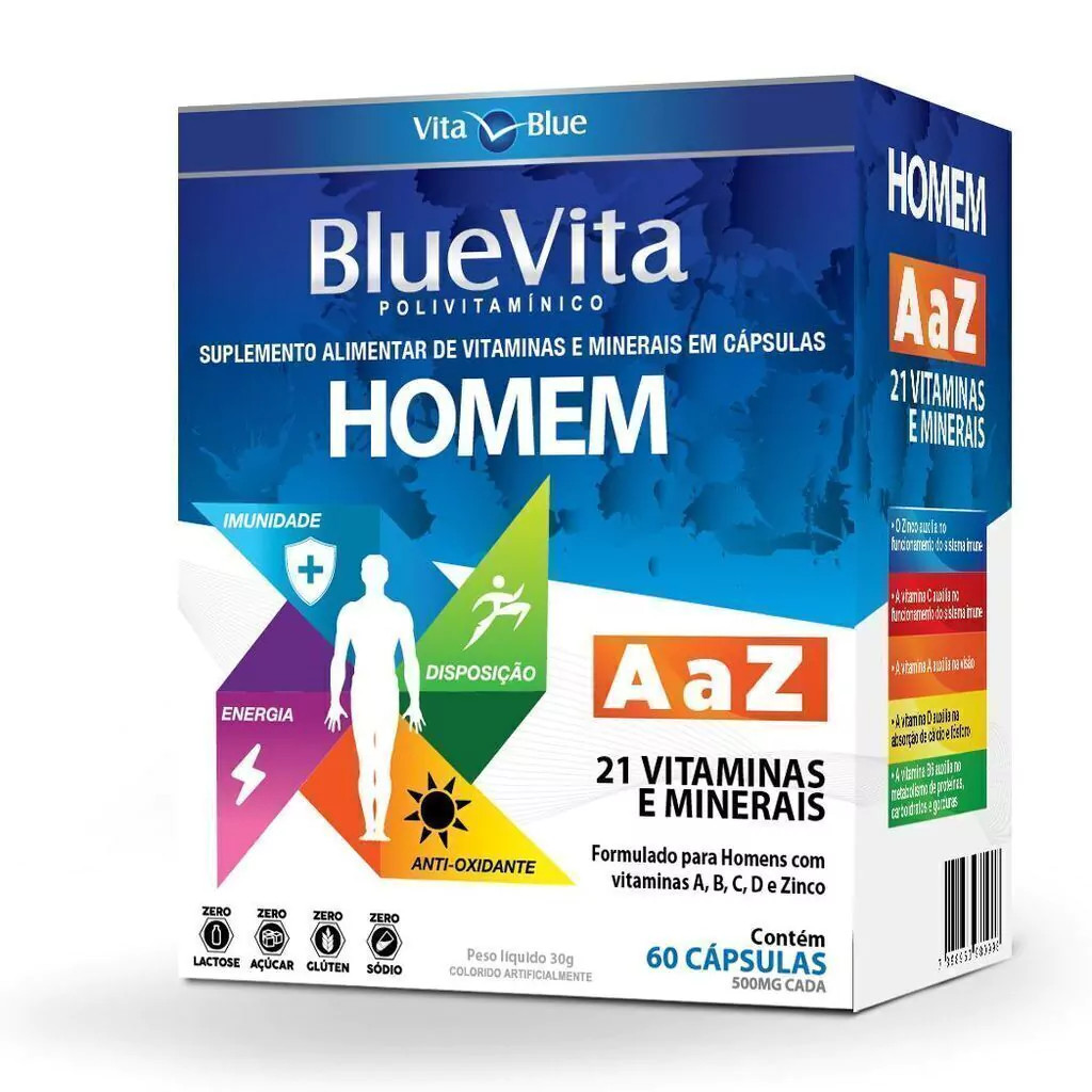 Blue Vita Homem Polivitamínico A Z 60 cápsulas | Shopee Brasil